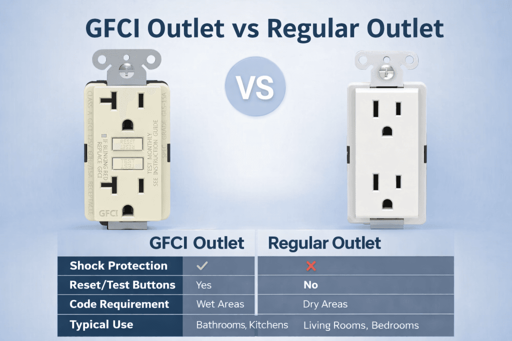 GFCI Outlet vs Regular Outlet: What’s the Difference and When to Use ...